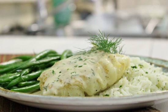 Poached Cod With Dill Sauce - Olga's Flavor Factory
