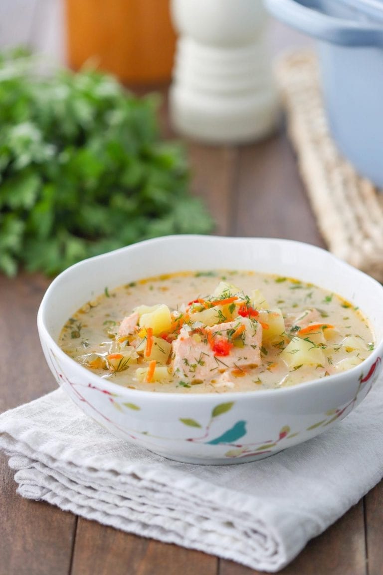 Potato and Salmon Soup (Video Recipe) - Olga's Flavor Factory